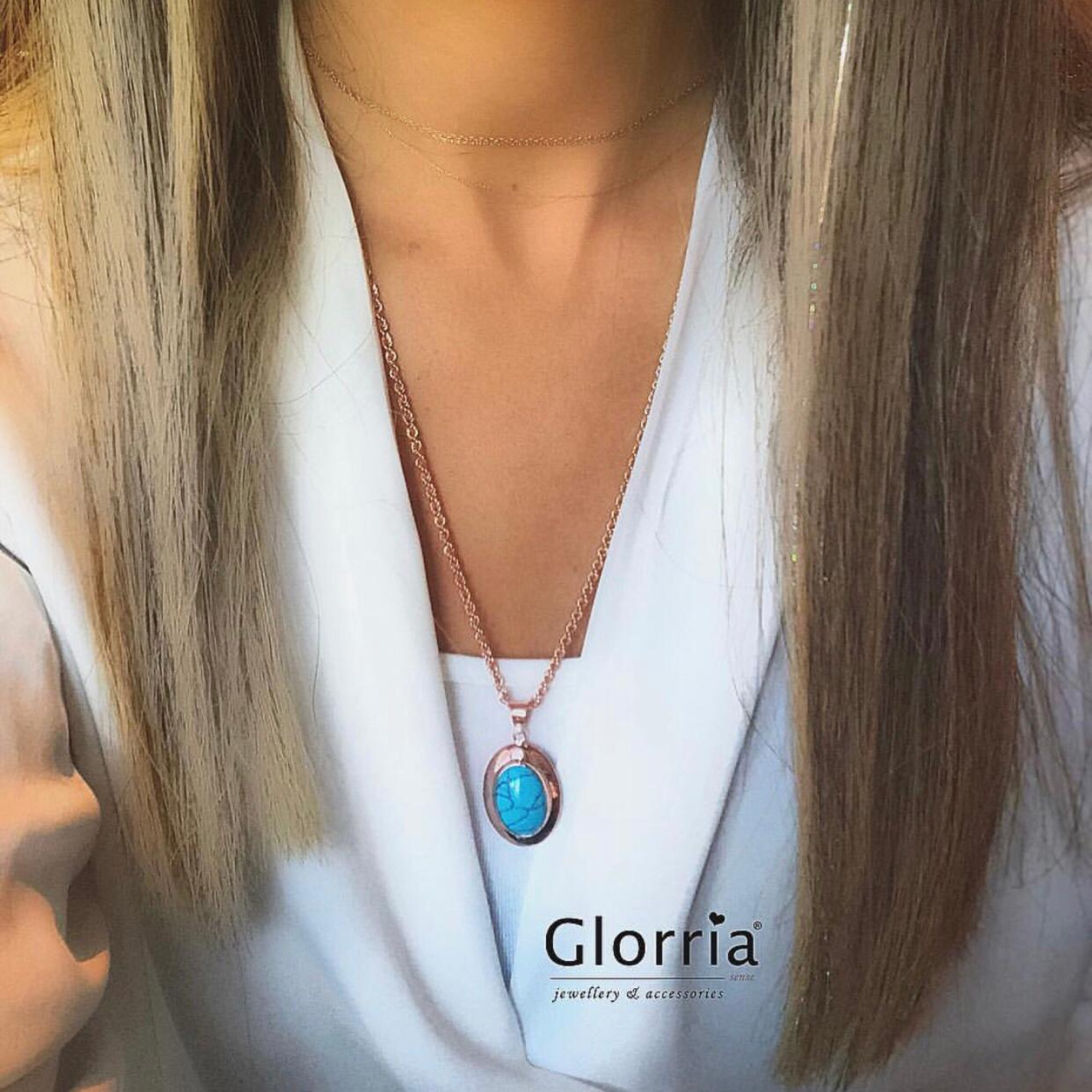 Glorria Gümüş Firuze Kolye Ucu